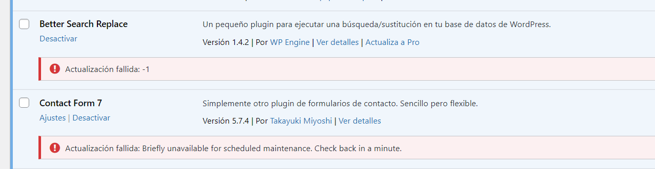 Error «Update Failed: -1»: Al actualizar plugins o temas en WordPress – PremiumHosting